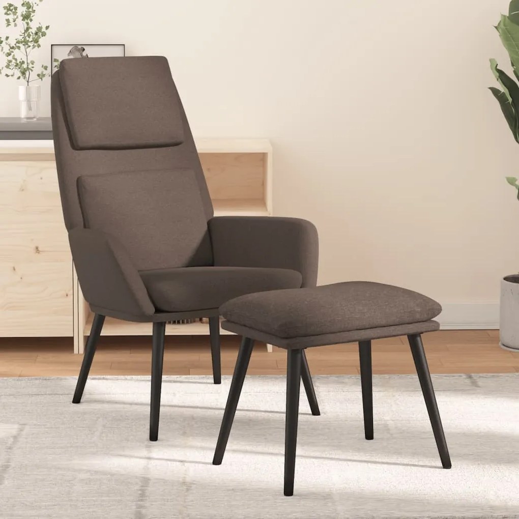 Relaxační křeslo se stoličkou taupe textil 3097777