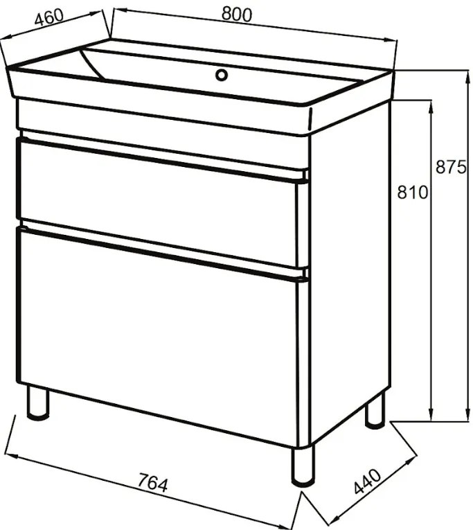 Lavedo Vivace Mokko 80 koupelnová skříňka s umyvadlem