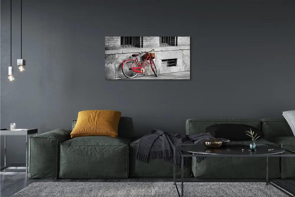 Obrazy na plátně Červené kolo s košíkem 140x70 cm