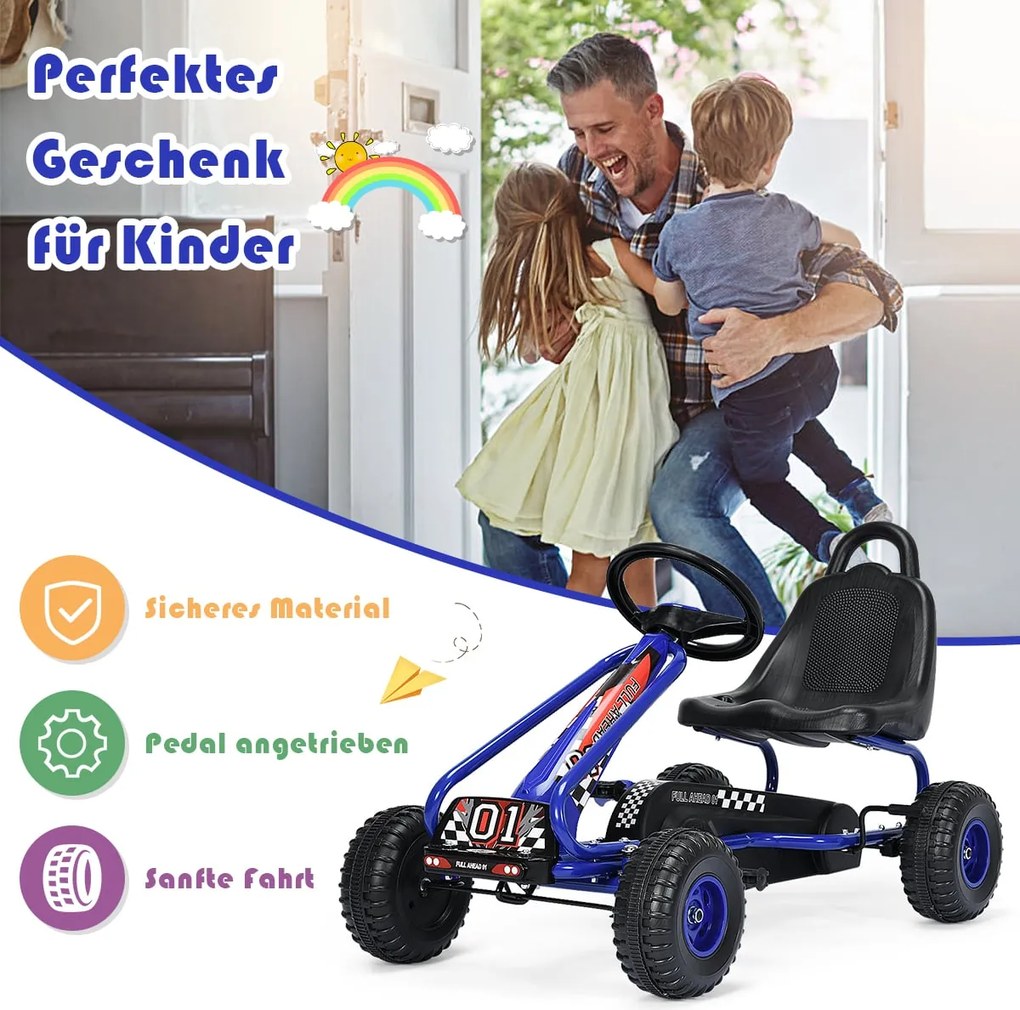 Costway Vozík Gokart s pedálem ruční brzdy Auto 30 kg Pedál Vozidlo