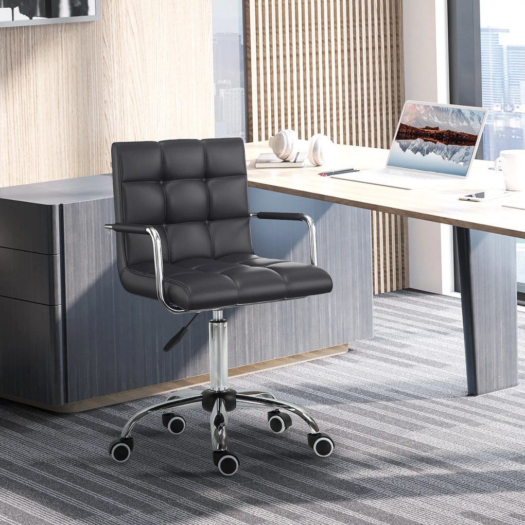 Ergonomická kancelářská židle HOMCOM výškově nastavitelná 46-61 cm s područkami, ideální pro kancelář a domácí kancelář