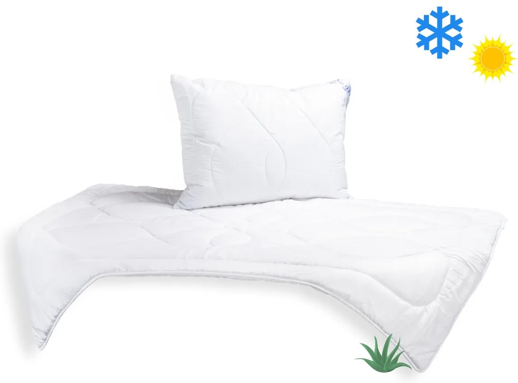 SET Přikrývka Aloe Vera 140x200cm celoroční 850g + Polštář UNICO AloeVera 70x90cm 900g