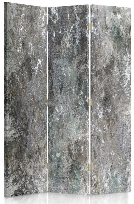 Ozdobný paraván, Betonová stěna - 110x170 cm, třídílný, klasický paraván