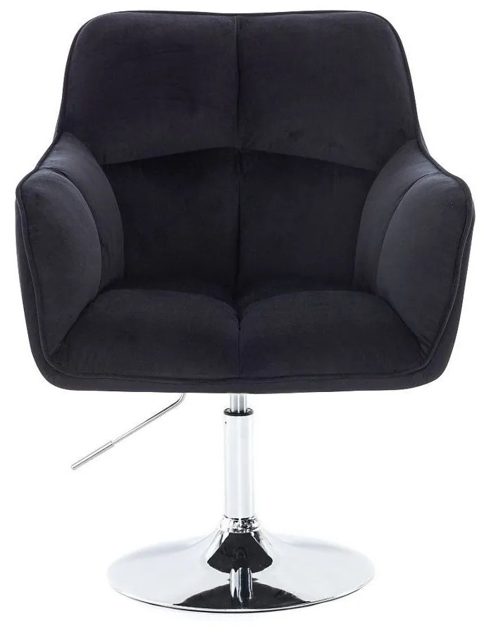 LuxuryForm DESIGN Otočné křeslo AMALFI VELUR na stříbrném talíři - černé