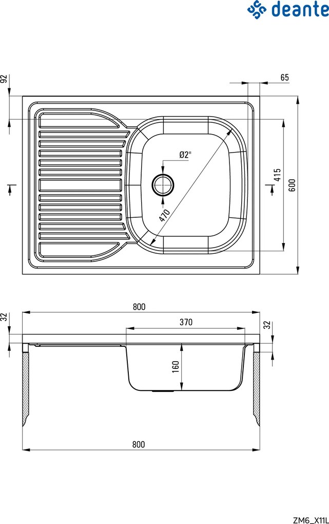 Deante Dřez Tango s odkapávačem na levé straně, nerez - ZM6 011L