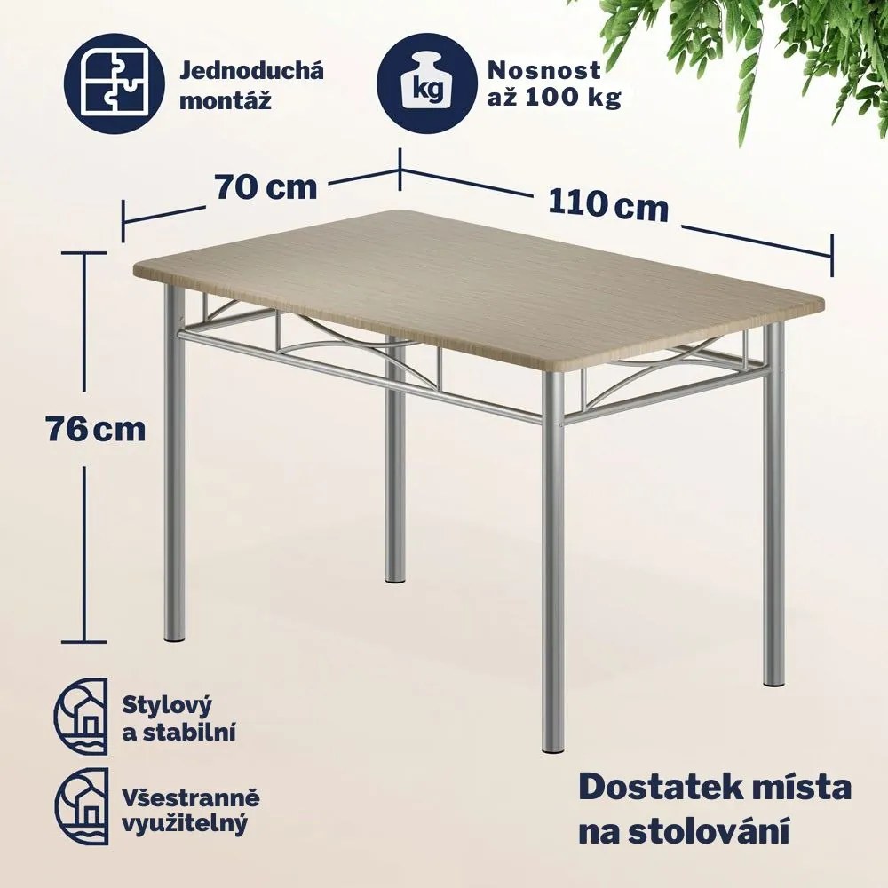 Jídelní set PAUL, 5-dílná, dubová hnědá Jurhan