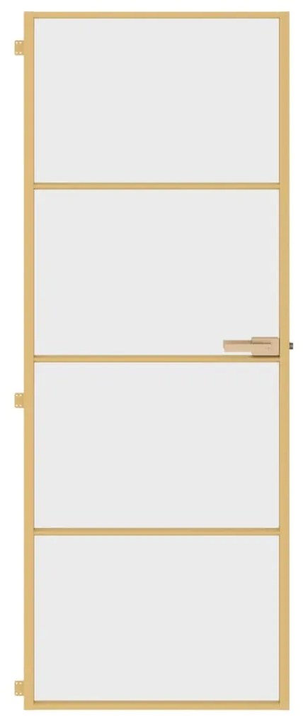 Interiérové dveře úzké zlaté 76x201,5 cm tvrzené sklo a hliník - Default Title