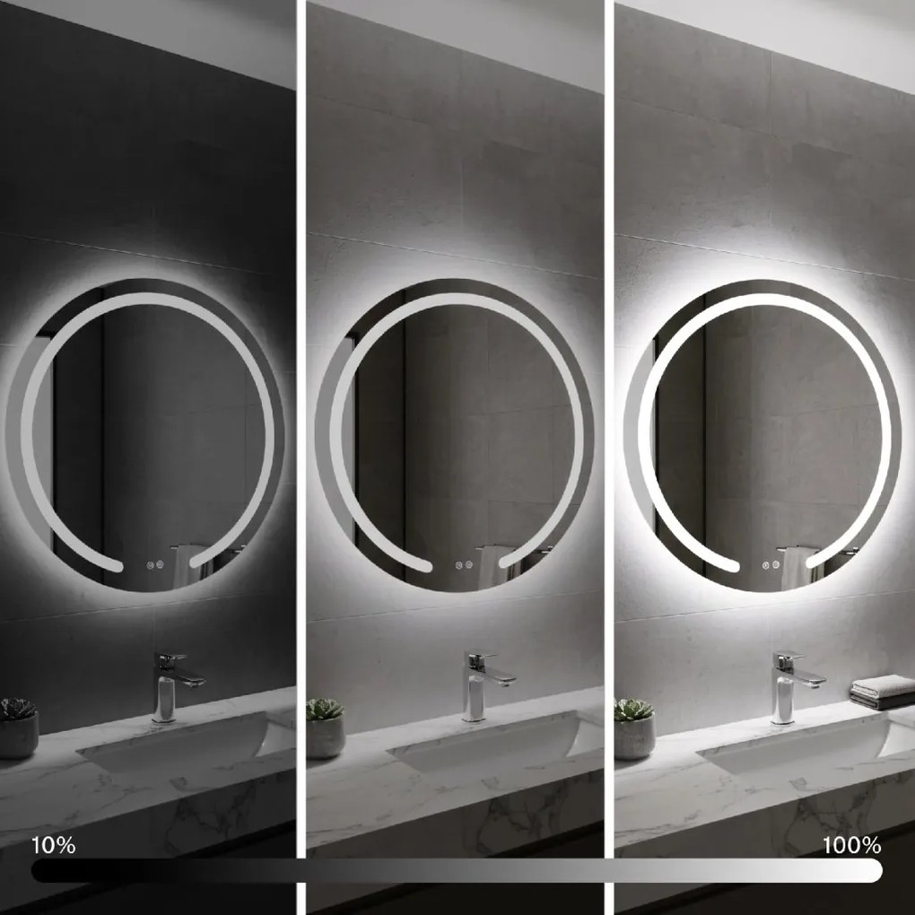 Tutumi Zrcadlo Modern ⌀90 cm s vyhříváním a regulovatelným LED osvětlením HOM-00907