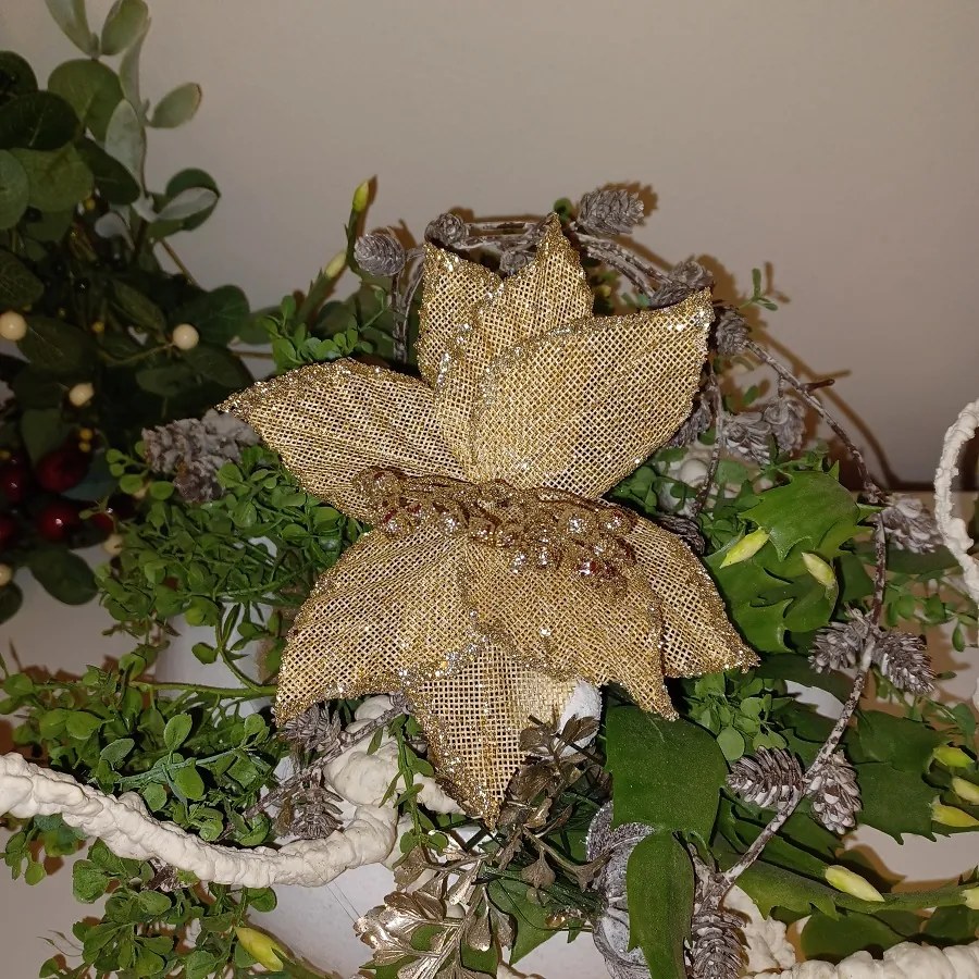 Dekorace umělý květ, 20 cm, šampaň