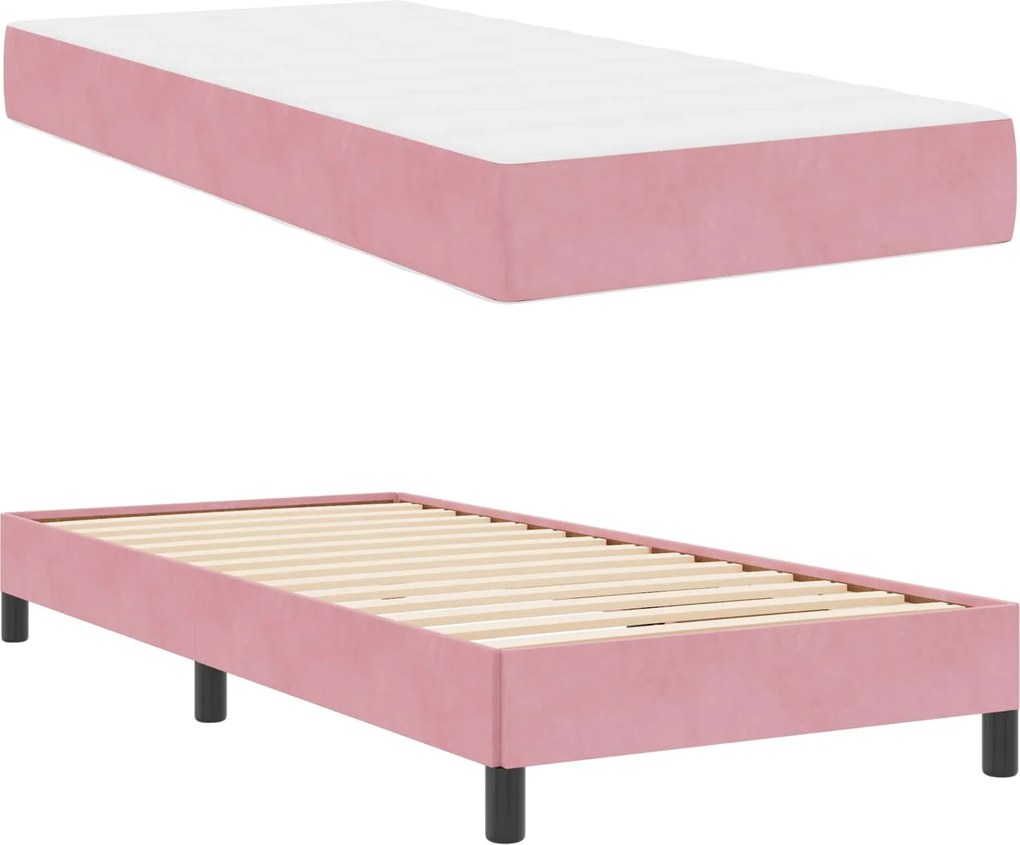 Postel s boxspringem s matrací Růžová 100 x 200 cm textil 3398676