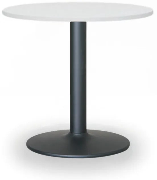 Konferenční stolek ZEUS II, průměr 60 cm, černá podnož, bílá