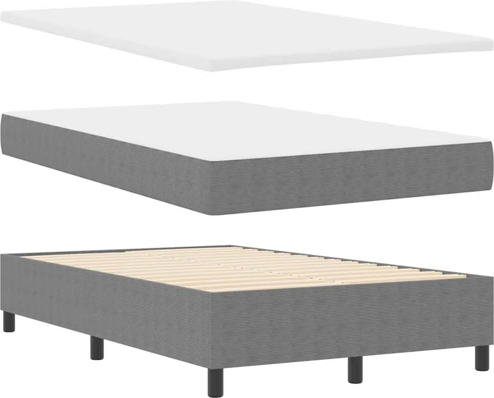 Postel s boxspringem Světle šedá a bílá 120 x 190 cm 3337452