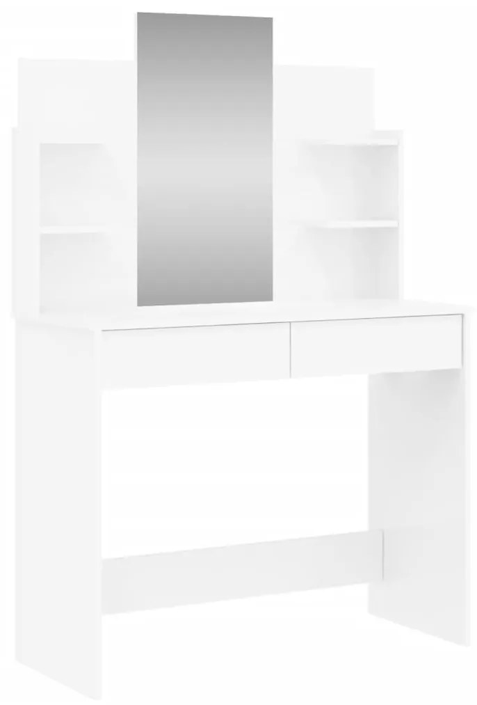 Toaletní stolek se zrcadlem bílý vysoký lesk 96 x 39 x 142 cm - Default Title