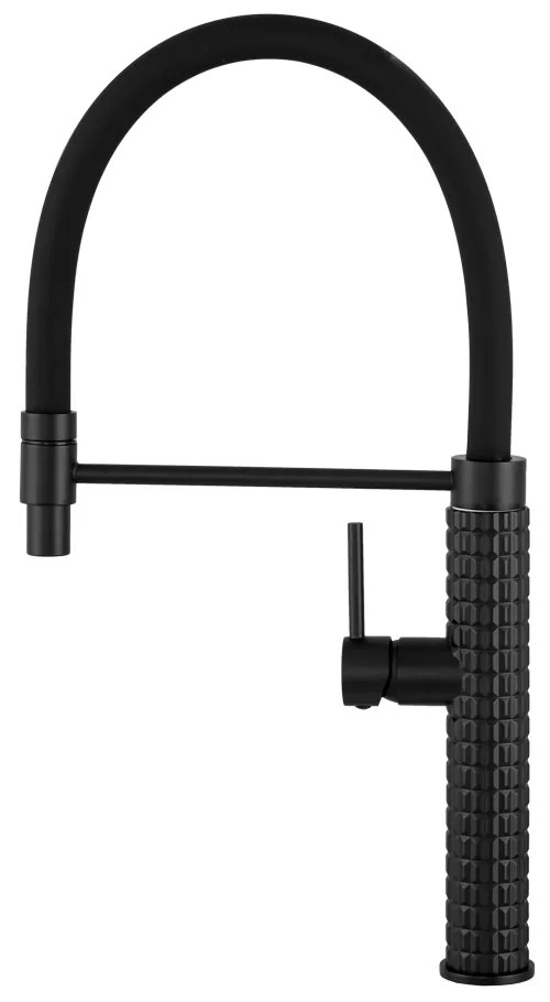 Gamma Full Pro, vysoká dřezová baterie s elastickým ramenem, černá matná, GMA-BFLP-BK