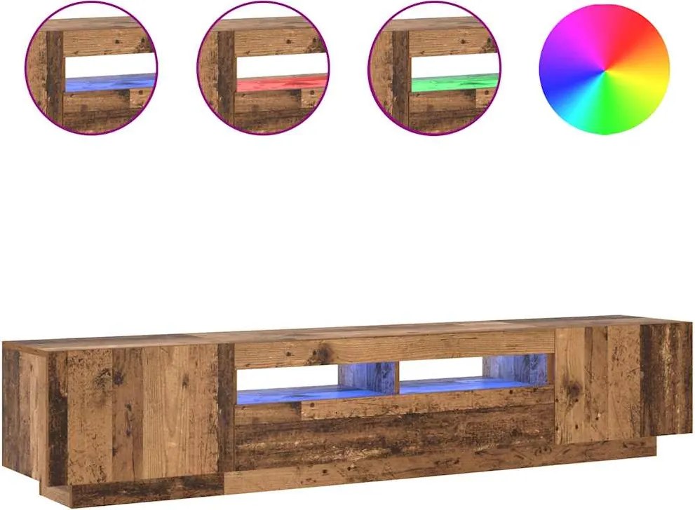 TV stolek s LED old wood 200x35x40 cm kompozitní dřevo 3329165