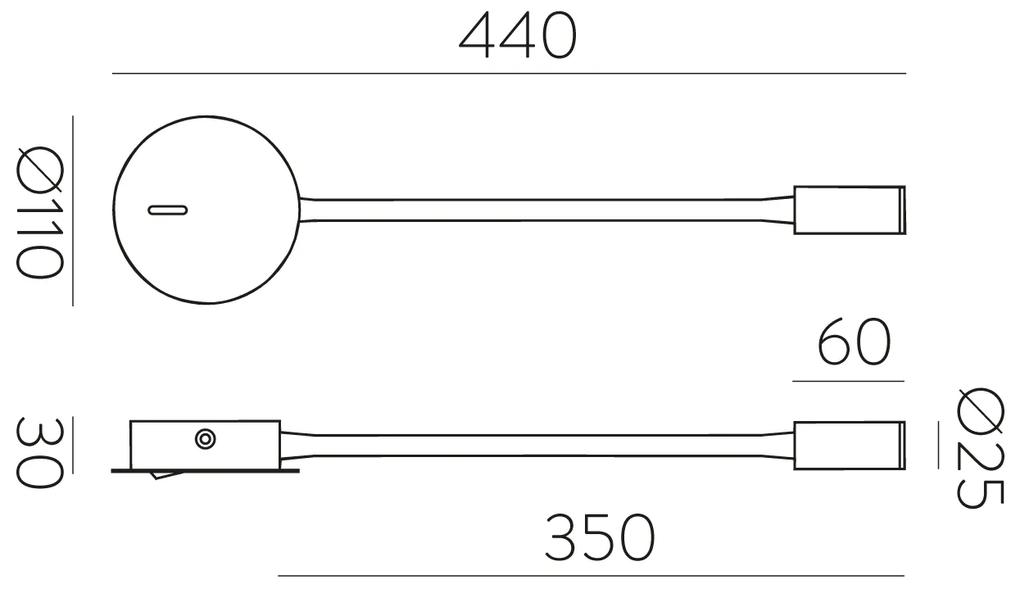 ACB Iluminacion Nástěnné LED svítidlo LYON, 3W, CRI90 Barva: Černá