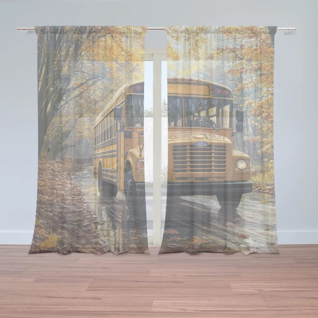 Sablio Záclony Žlutý školní autobus: 2ks 150x250cm