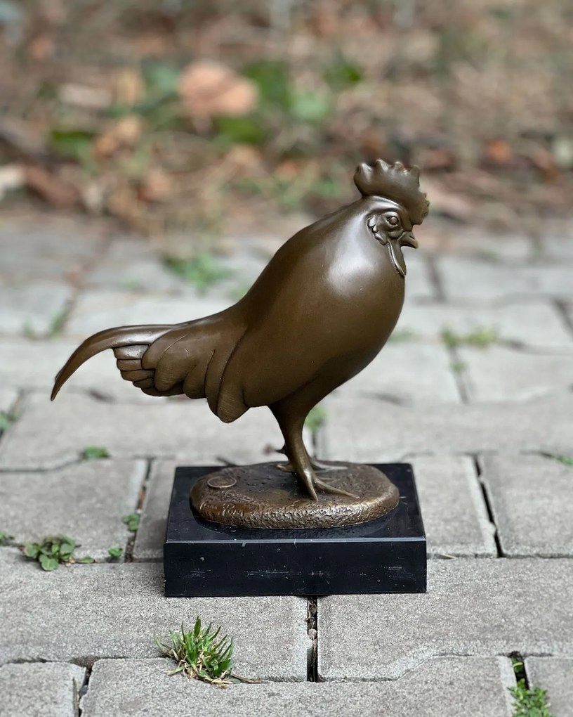 Bronzová socha soška - KOHOUT zvířecí figurína