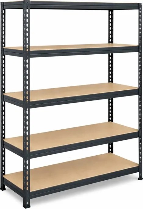 Akce 10x Regál 183x60x40 cm lakovaný 5-policový, nosnost 100 kg, RIVET - černý