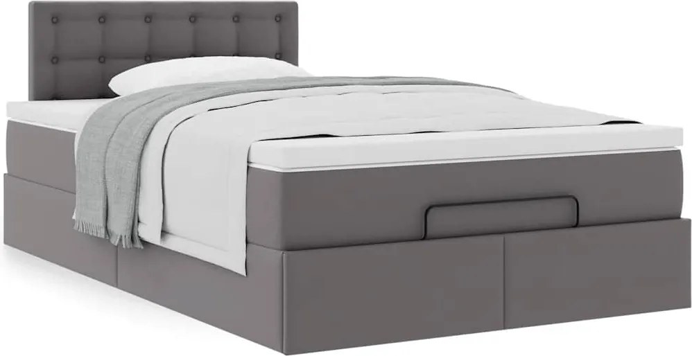 Osmanský rám postele s matrací šedá 120x190 cm umělá kůže 3311296