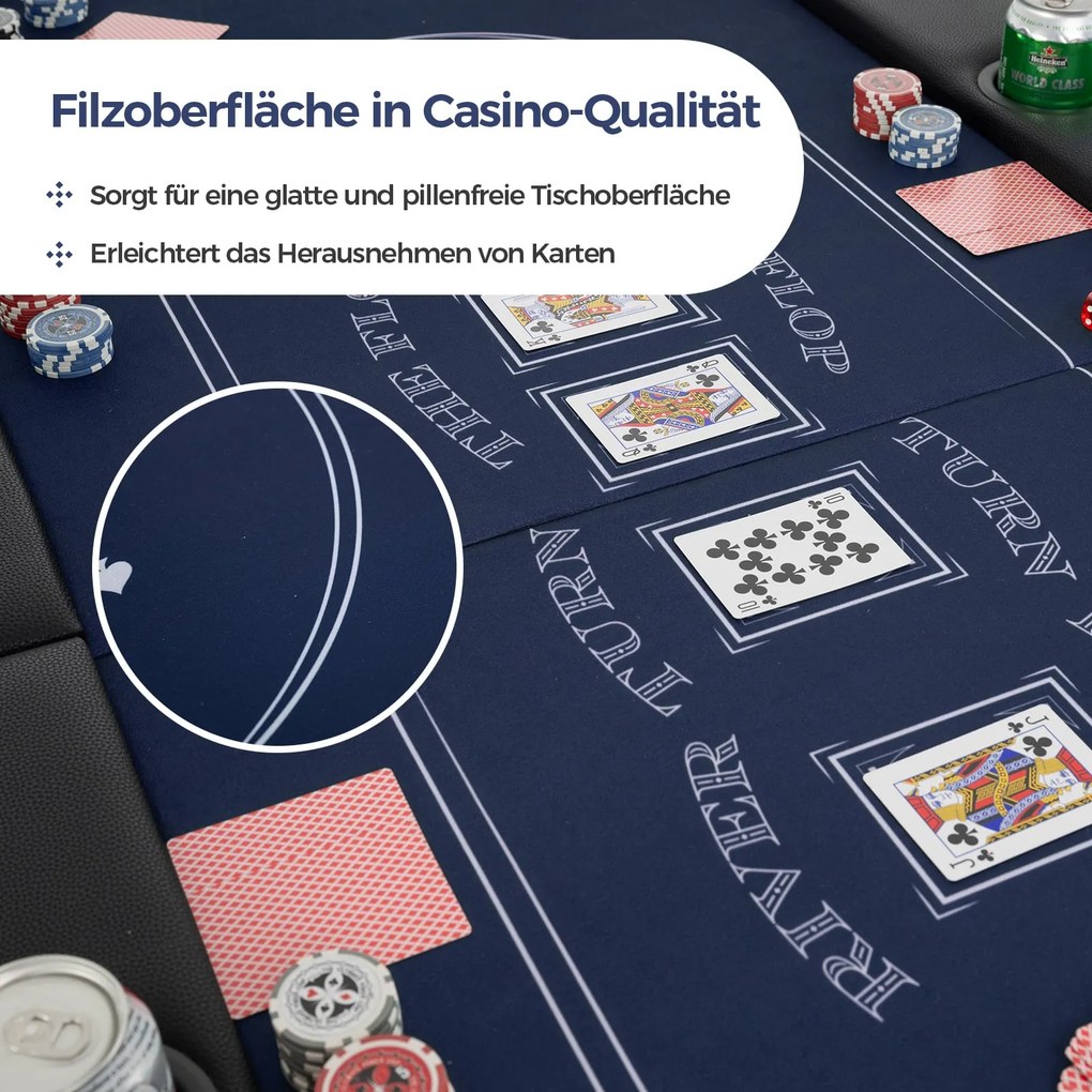 Costway Skládací pokerový stůl pro 8 hráče s držáky nápojů a polstrovanou