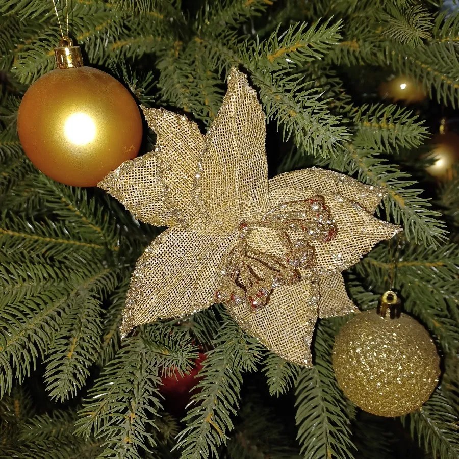 Dekorace umělý květ, 20 cm, šampaň