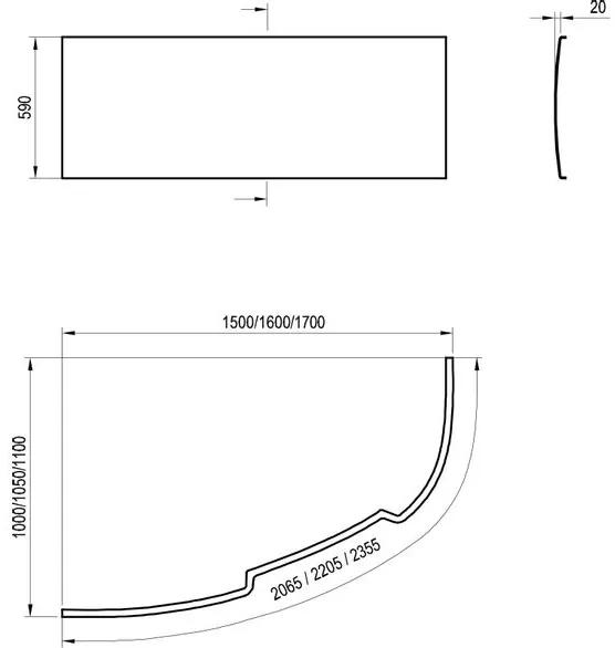 Ravak Asymmetric Panel 170 cm, levý, CZ48100000
