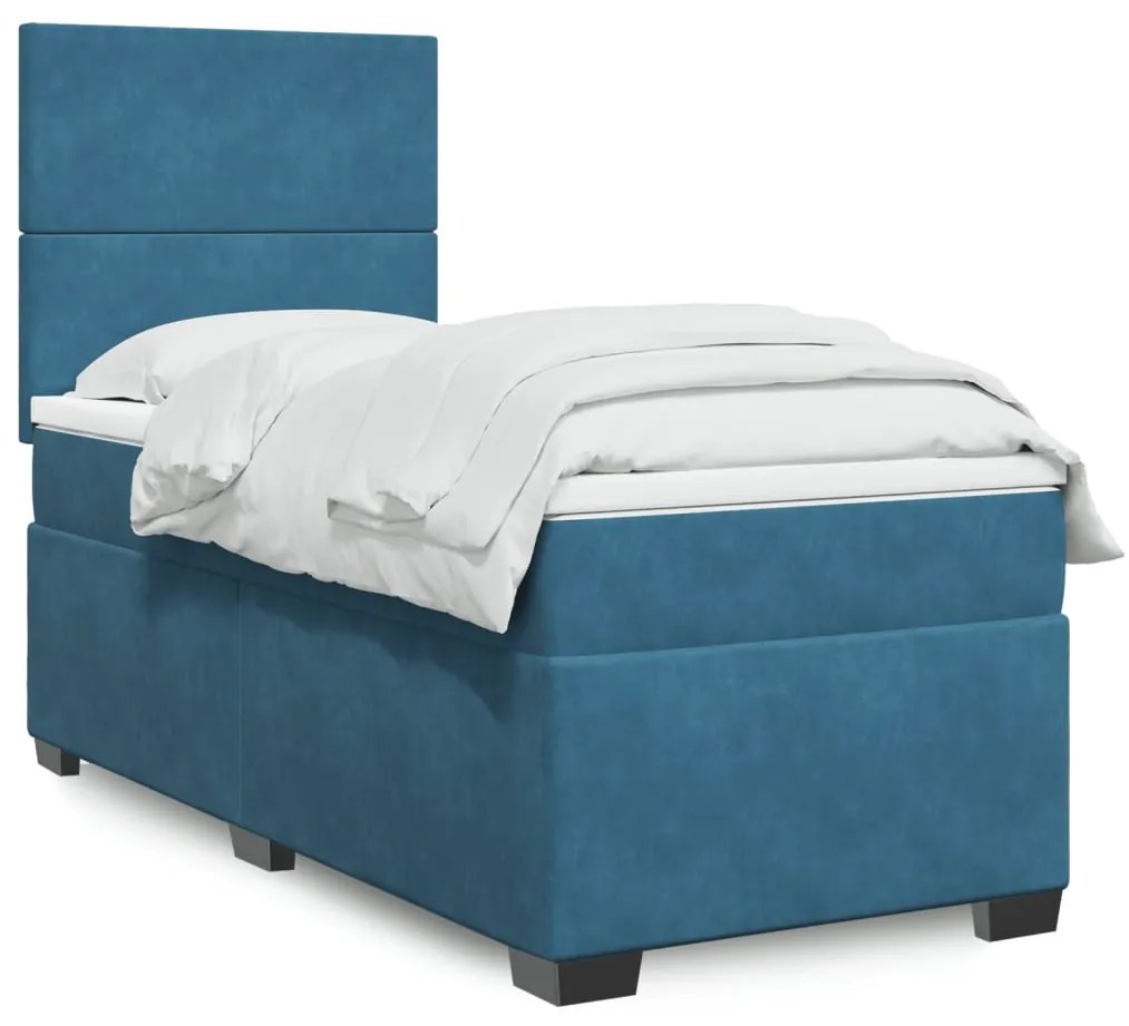 Box spring postel s matrací modrá 80 x 200 cm samet 3290760