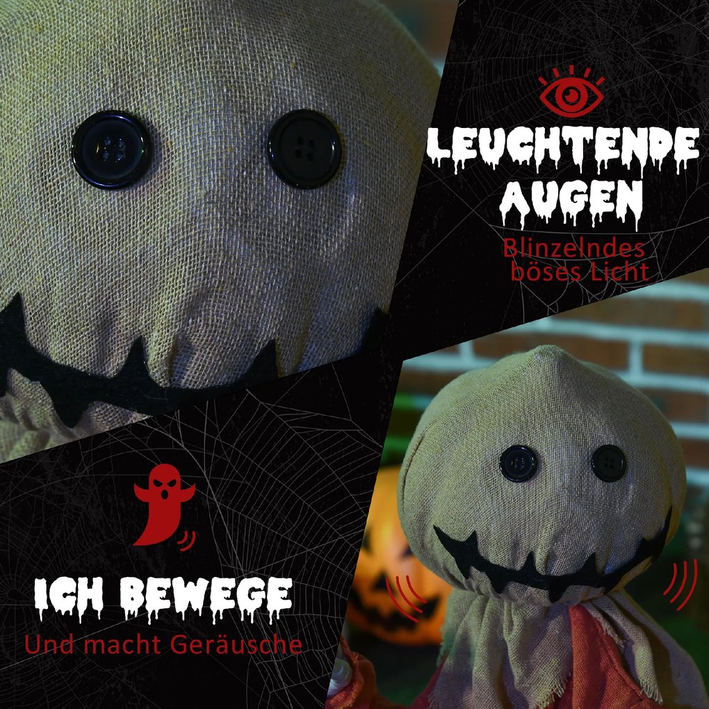 HOMCOM Strašák Halloween dekorace, pohyblivý, vydává zvuky, na baterie