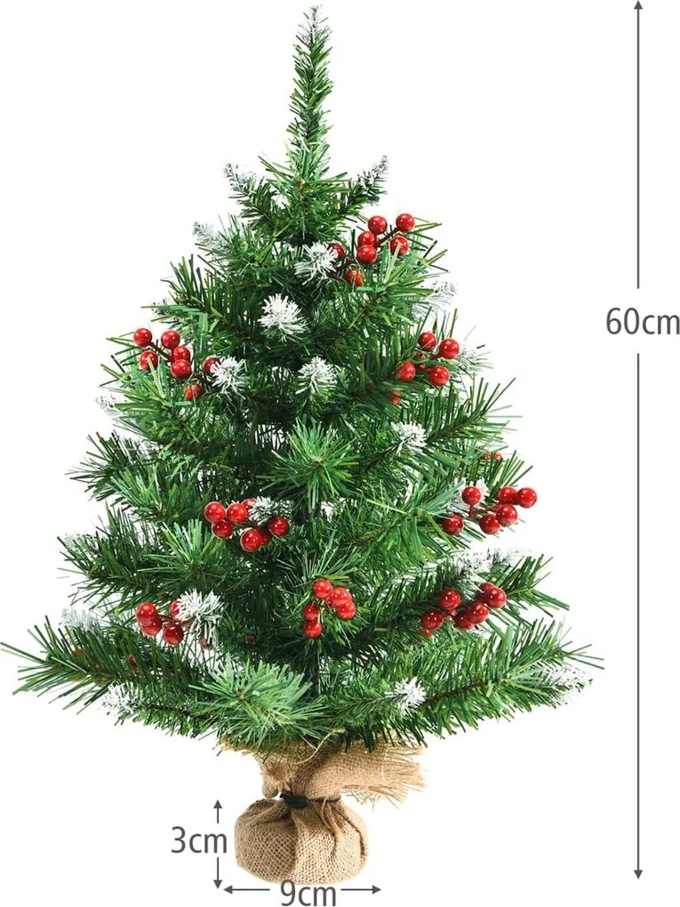 Costway 60 cm vysoký stůl vánoční stromek Realistický vánoční stromek s PVC