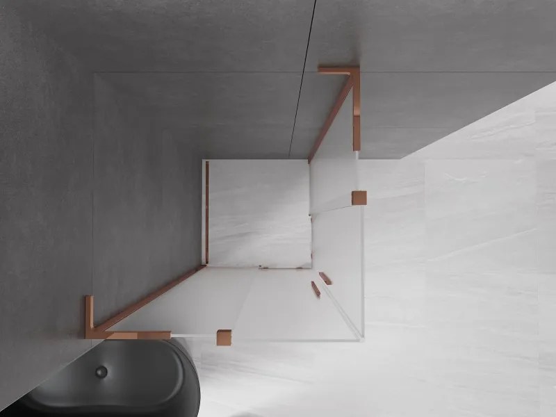 Mexen Velar L Duo, sprchový kout s posuvnými dveřmi 100 x 100 cm, 8mm sklo námraza, růžové zlato, 871-100-100-02-33-60