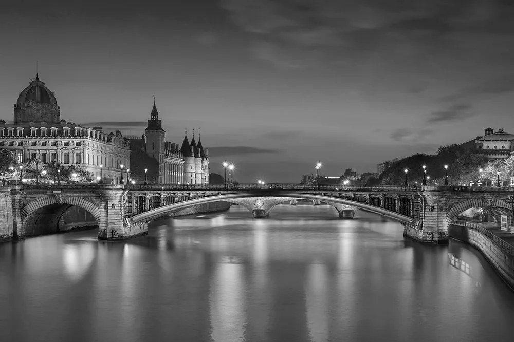 Samolepící fototapeta oslňující černobílé panorama Paříže