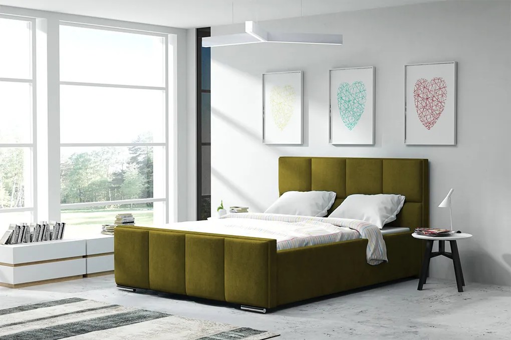 Eka Čalouněná postel Passion - Kronos 180x200 cm Barva látky: Žlutá (Kronos 11), Úložný prostor: Bez úložného prostoru