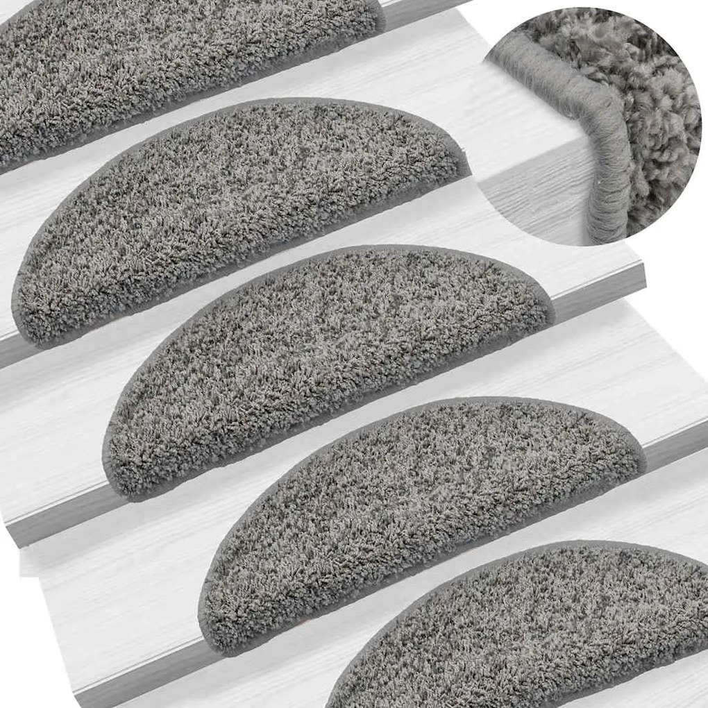 Schodové rohože 30 ks 56 x 17 x 3 cm šedé, půlkulaté 3365799