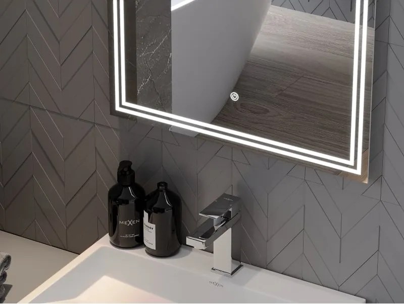 Mexen Taco osvětlené koupelnové zrcadlo 100 x 80 cm, LED 6000K, proti zamlžení - 9805-100-080-611-00