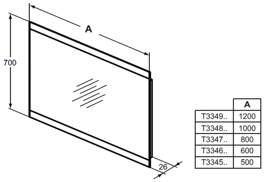 Ideal Standard Mirror & Light - Zrcadlo s oboustranným ambientním podsvícením 500x700 mm, T3345BH