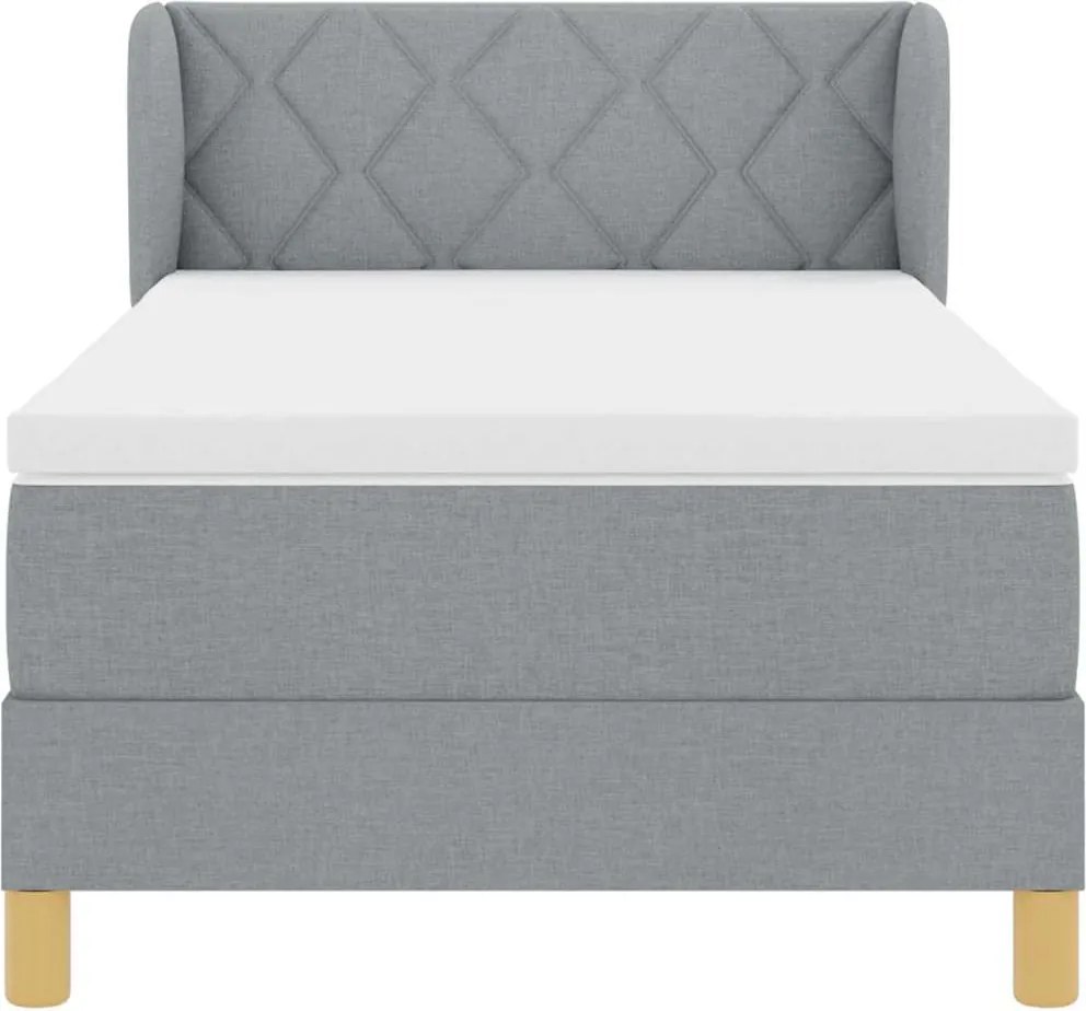 Postel s boxspringem s čelo Světle šedá 100 x 200 cm textil 3340262