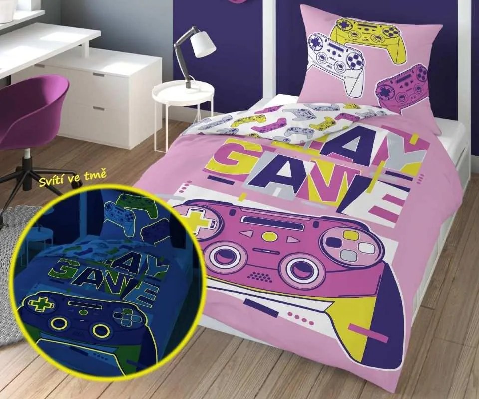 DETEXPOL Svítící bavlněné povlečení - Play Game - 140 x 200 cm - Detexpol