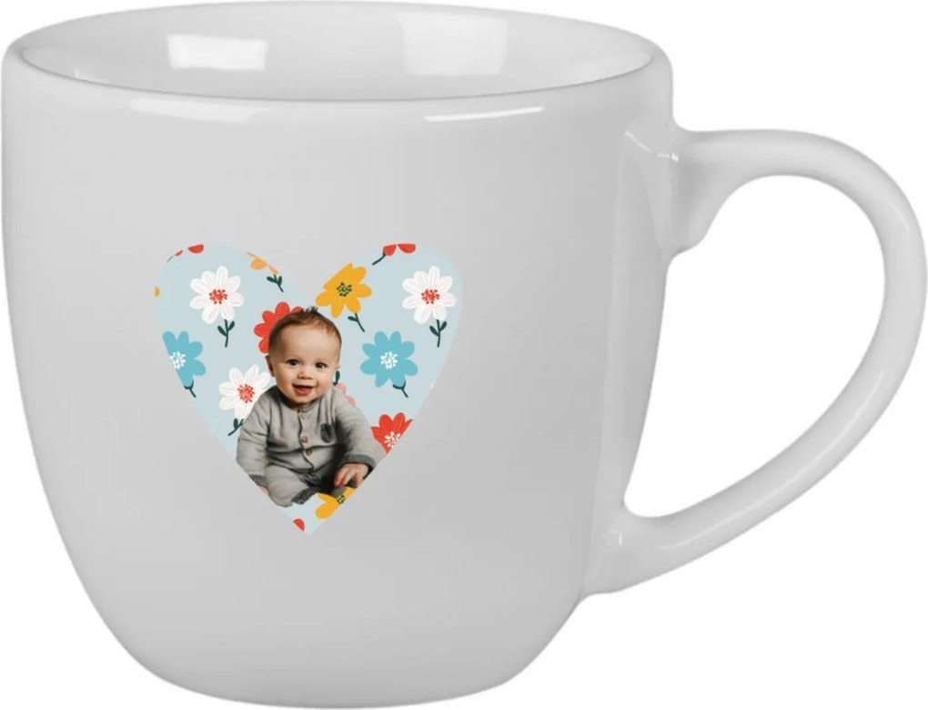 Personalizovaný keramický hrníček 400 ml s výřezem fotky na podkladu