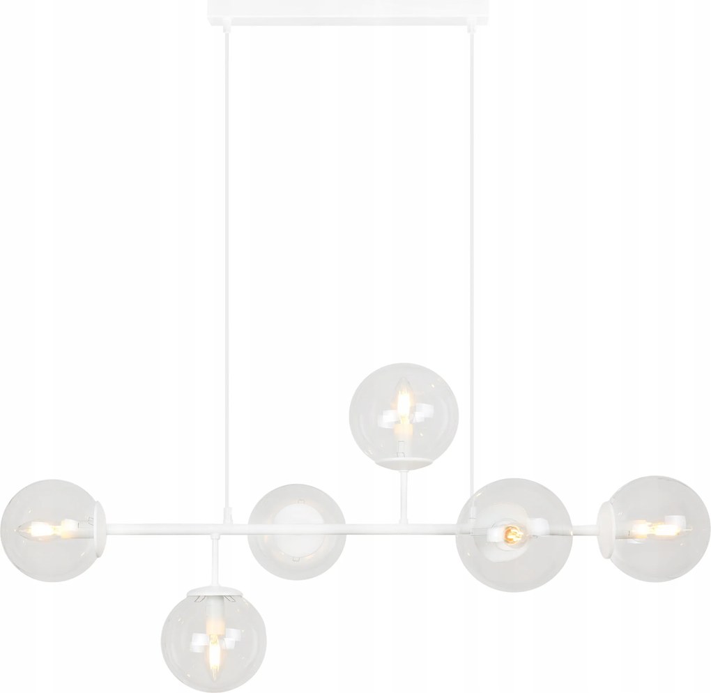 Závěsné Stropní Svítidlo Dlouhá Bílá Lustrová Skla Ze Skla 6 Zdrojů