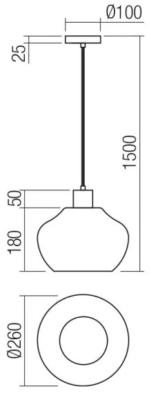 Redo 01-4046 - Lustr na lanku ATLANTIS 1xE27/42W/230V pr. 26 cm černá