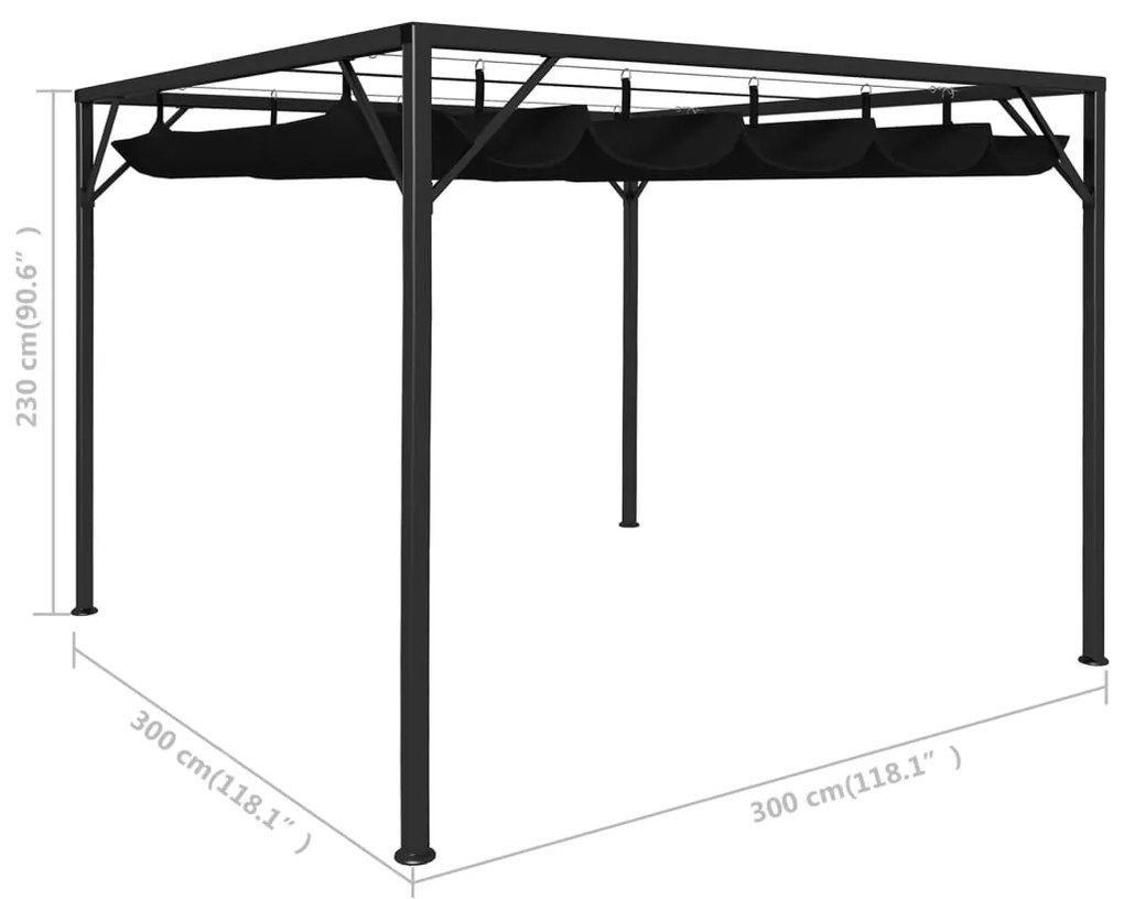 vidaXL Marketos Zahradní altán se zatahovací střechou 3 x 3 m antracitový