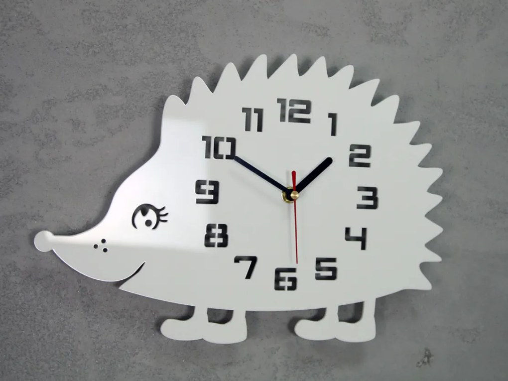 M.Clock Nástěnné hodiny Ježek akrylové sklo 34x26cm různé barvy Barva: Šedá