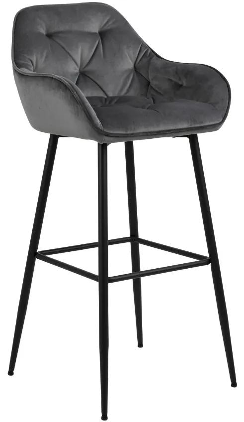 OnaDnes -20% Scandi Tmavě šedá sametová barová židle Norman 75 cm