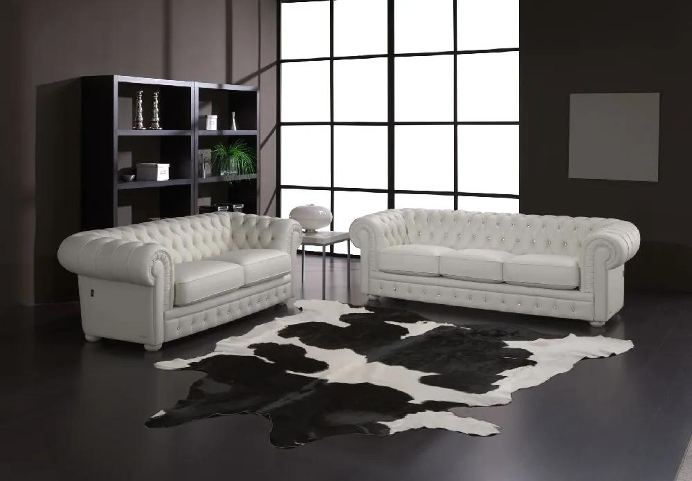 Pregio Italia sofa&relax Luxusní pohovka Chesterfield GRAND Provedení: 2 místná, Vzorník kůží: Vera Pelle 050 bílá