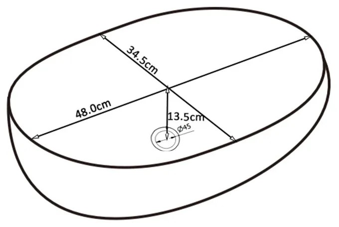 BPS-koupelny Keramické umyvadlo na desku HYD-NO-WH-480 48x34,5 cm, bílé