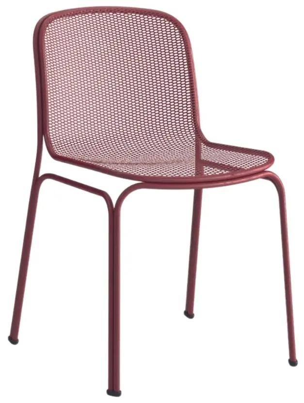 Tmavě červená kovová zahradní židle COLOS VILLA 1