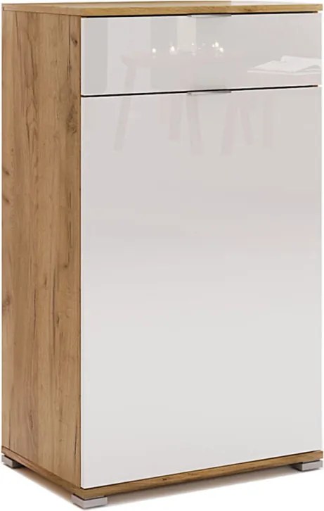 Komoda 1d 1z dub craft / bílá Asti