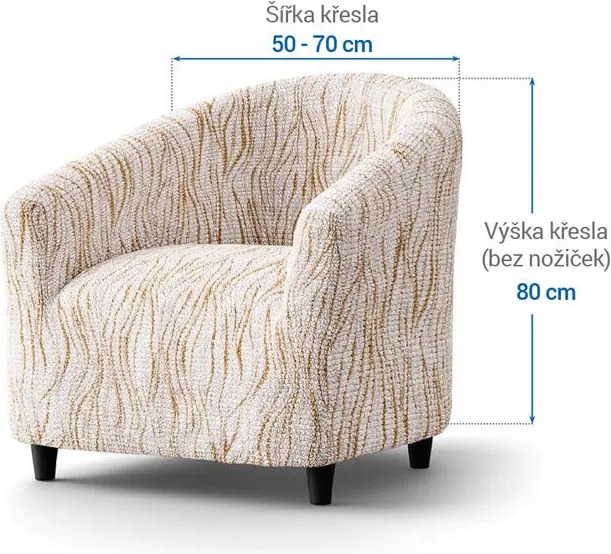 Bielastické potahy UNIVERSO NOVÉ žíhané béžové klubové křeslo (š. 50 - 70 cm)