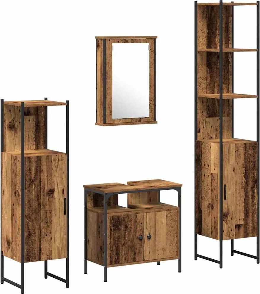 Sada koupelnového nábytku 4 ks Staré dřevo 33 x 33 x 185,5 cm 3332594